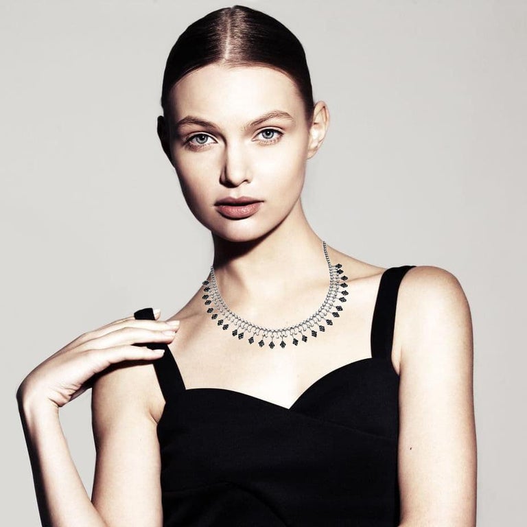 Diamond Fringe Necklace in 18 Karat White Gold with 5.30 Carat White ...