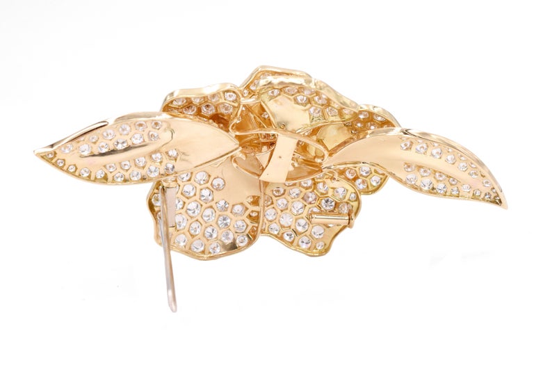 Nally Diamond 'Camellia" Brooch For Sale at 1stDibs