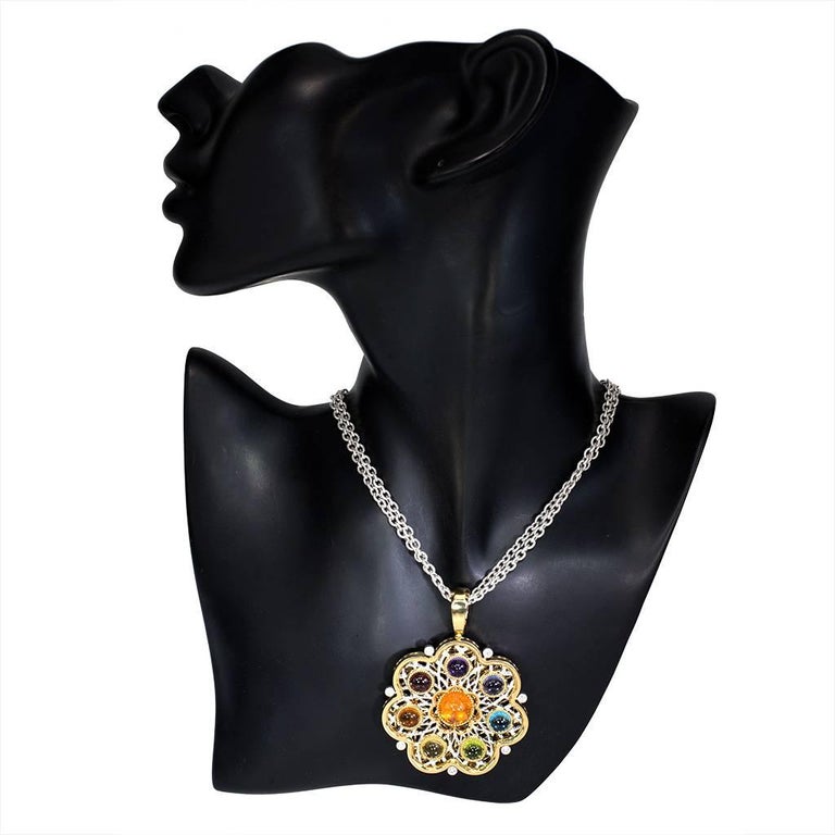 Diamond Garnet Ruby Peridot Topaz Citrine Iolite Amethyst Gold Brooch ...