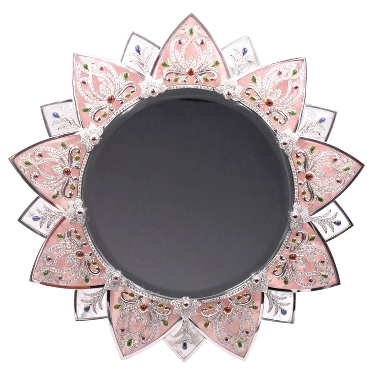 Exquisite Diamond, Gemstone and Quartz Mirror/Picture Frame For Sale at ...