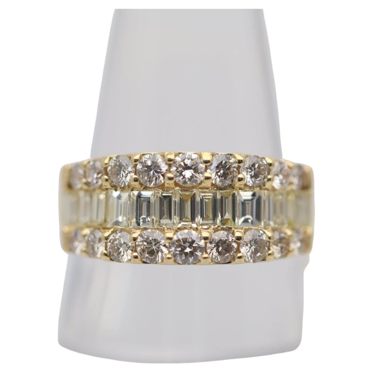 Diamond Gold 3-Row Ring For Sale at 1stDibs