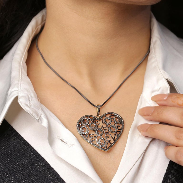 1.52cts Diamond 925 sterling Silver Pendant For Sale at 1stDibs