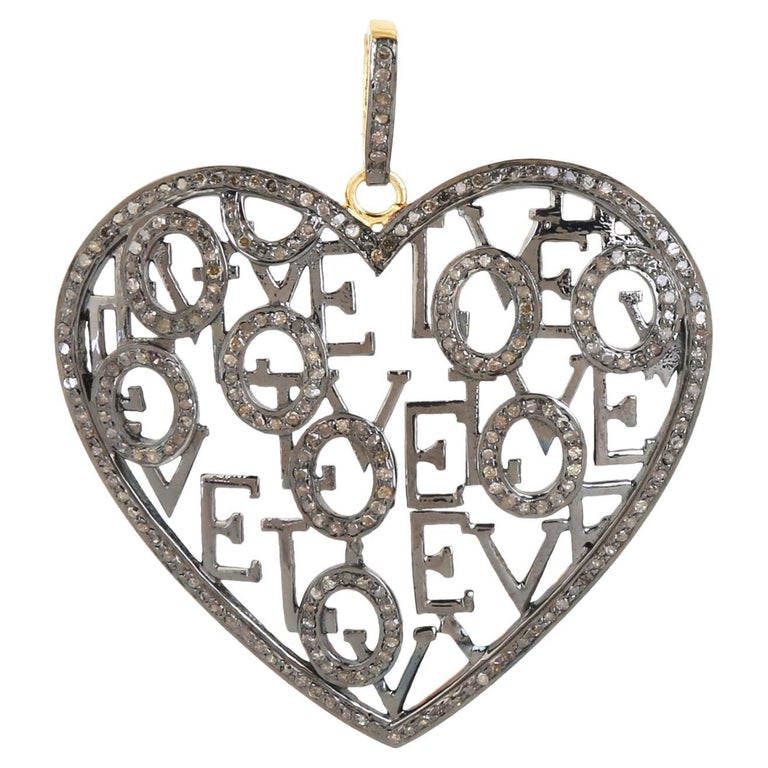 1.52cts Diamond 925 sterling Silver Pendant For Sale at 1stDibs