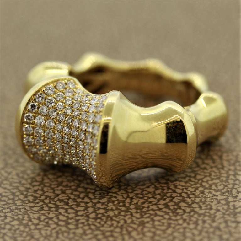 Diamond Gold “Bamboo” Ring For Sale at 1stDibs