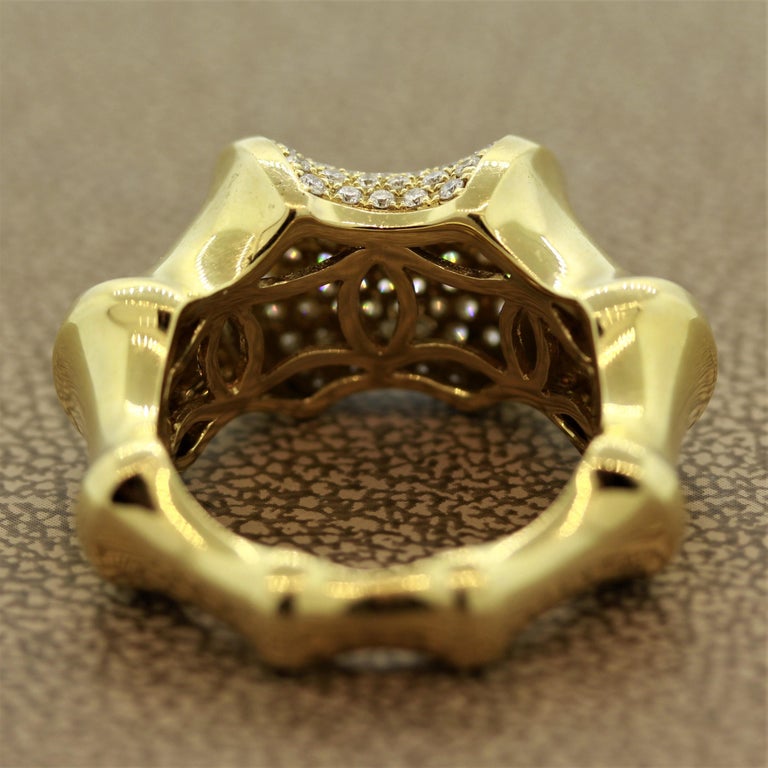 Diamond Gold “Bamboo” Ring For Sale at 1stDibs