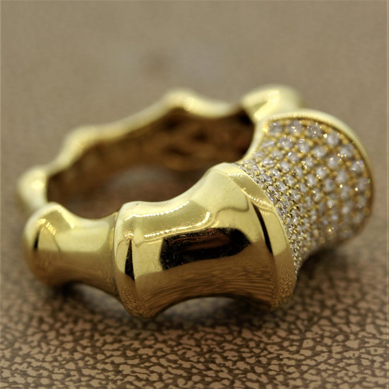 Diamond Gold “Bamboo” Ring For Sale at 1stDibs