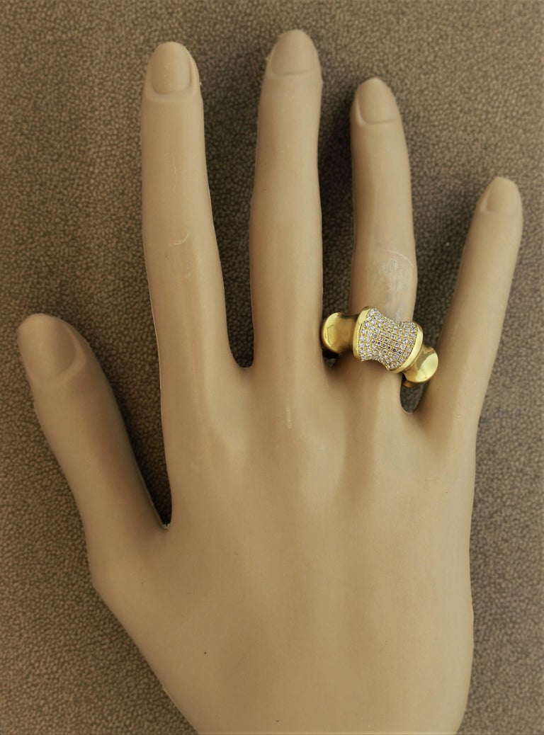 Diamond Gold “Bamboo” Ring For Sale at 1stDibs