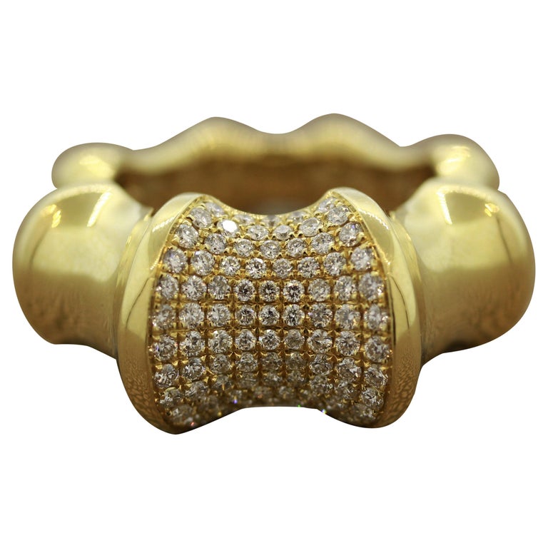 Diamond Gold “Bamboo” Ring For Sale at 1stDibs