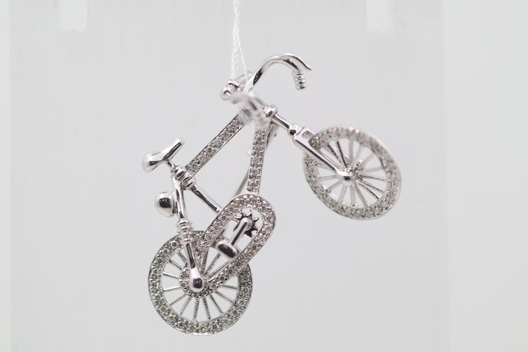 Diamond Gold Bicycle Pin Brooch at 1stDibs
