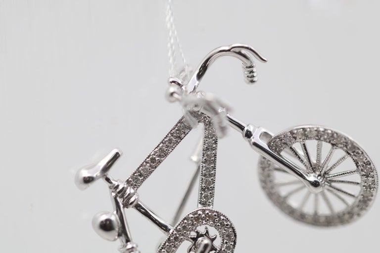 Diamond Gold Bicycle Pin Brooch at 1stDibs