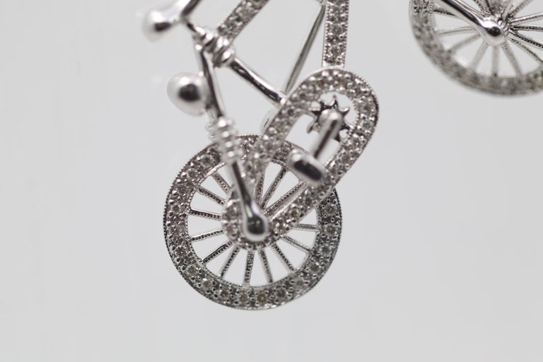 Diamond Gold Bicycle Pin Brooch at 1stDibs