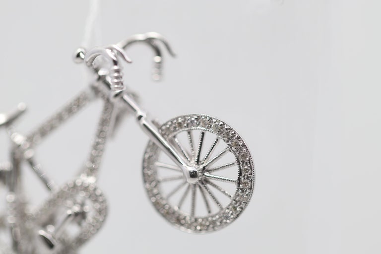 Diamond Gold Bicycle Pin Brooch at 1stDibs