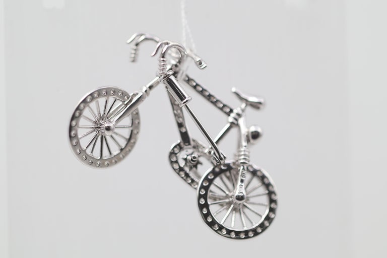 Diamond Gold Bicycle Pin Brooch at 1stDibs