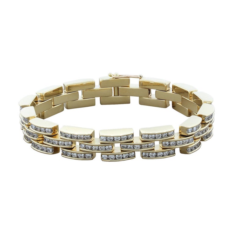 Diamond Gold 'Bricks' Bracelet at 1stDibs
