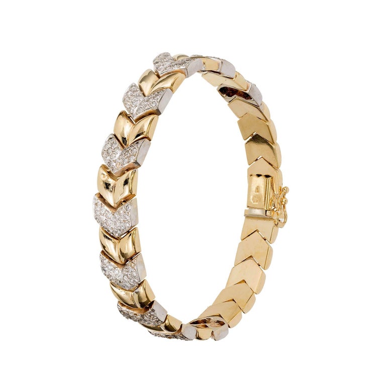 2.50 Carat Diamond Gold Chevron Link Bracelet at 1stDibs