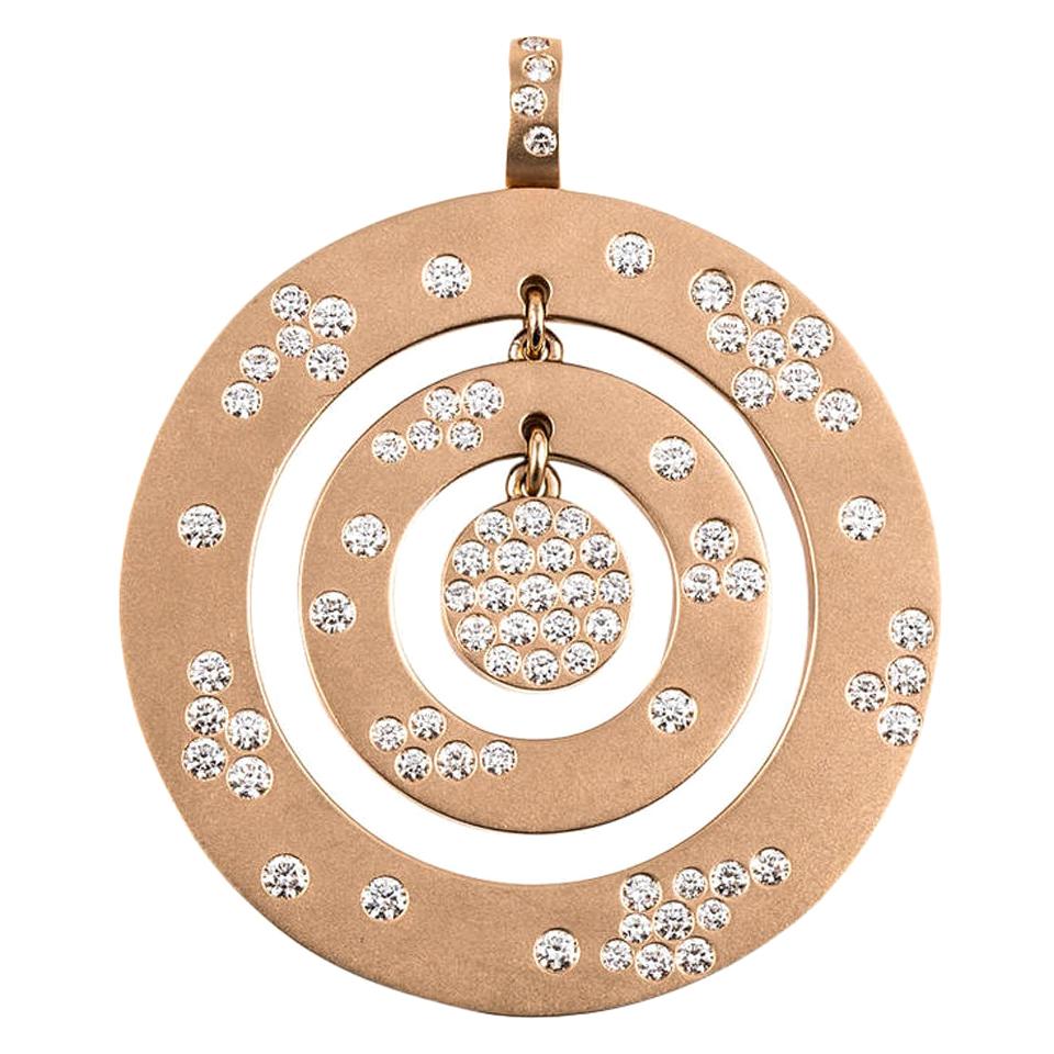Crivelli 18K Rose Gold Circle Pendant with Diamonds For Sale at 1stDibs