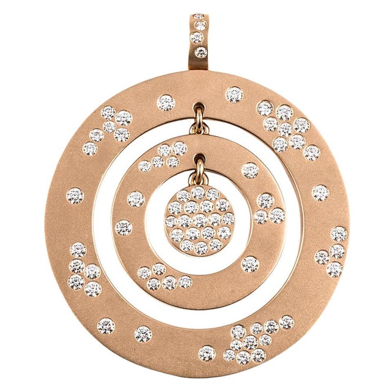 Crivelli 18K Rose Gold Circle Pendant with Diamonds For Sale at 1stDibs