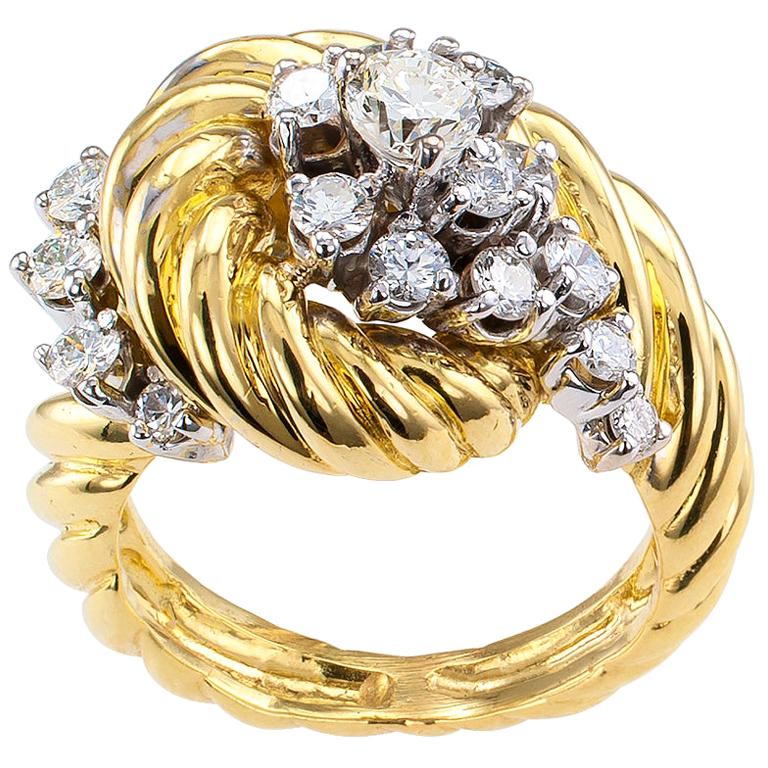 Yellow Ice Diamond Gold Floating Ring at 1stDibs