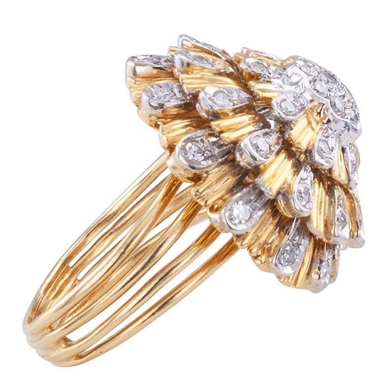 Diamond Gold Cocktail Ring at 1stDibs | gold cocktail rings