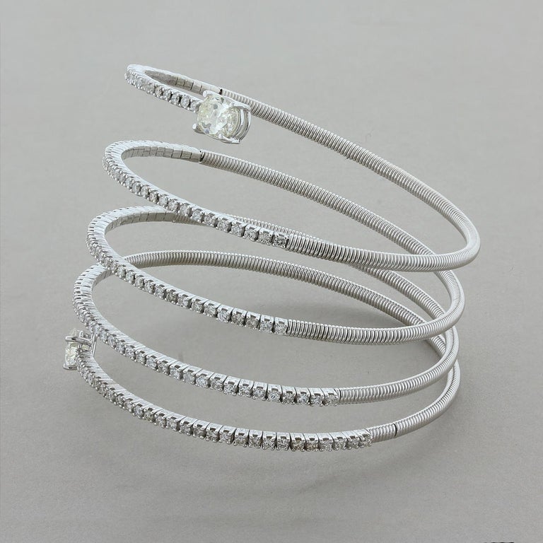 Diamond Gold Coiled Stretch Bracelet For Sale at 1stDibs