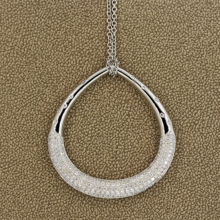 Diamond Gold Crescent Pendant Necklace For Sale at 1stDibs