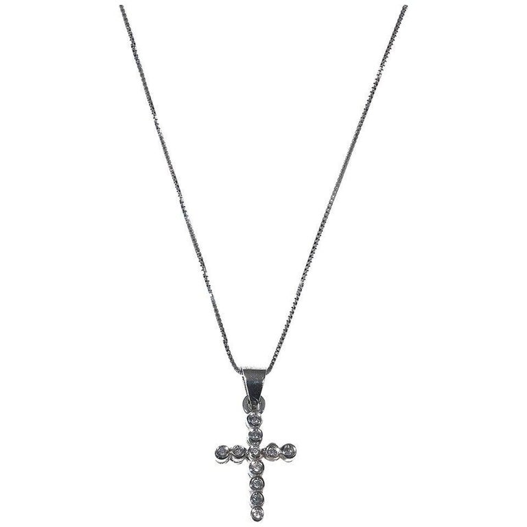 Diamond Gold Cross Shape Pendant For Sale at 1stDibs