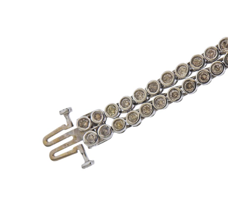 Diamond Gold Double Line Bracelet For Sale at 1stDibs