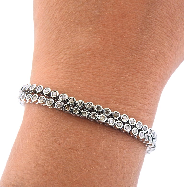 Diamond Gold Double Line Bracelet For Sale at 1stDibs