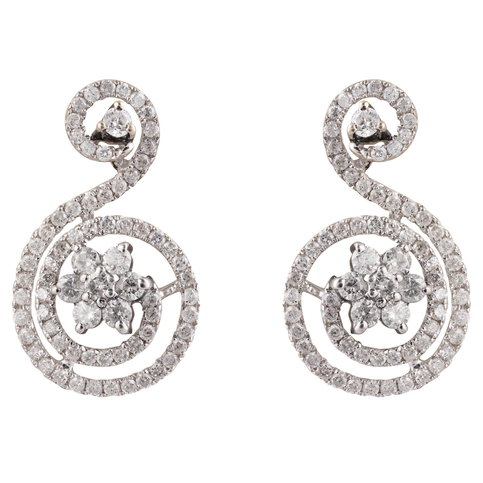 18k gold 1.39cts Diamond Earring For Sale at 1stDibs