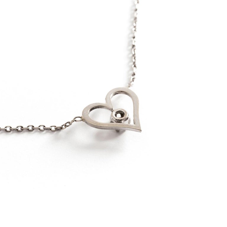 Diamond Gold Heart Pendant Necklace For Sale at 1stDibs