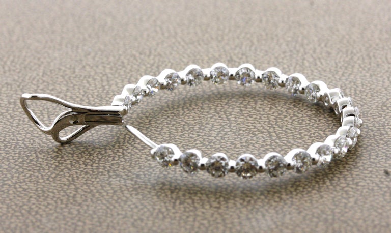 Diamond Gold Inside-Out Hoop Earrings For Sale at 1stDibs