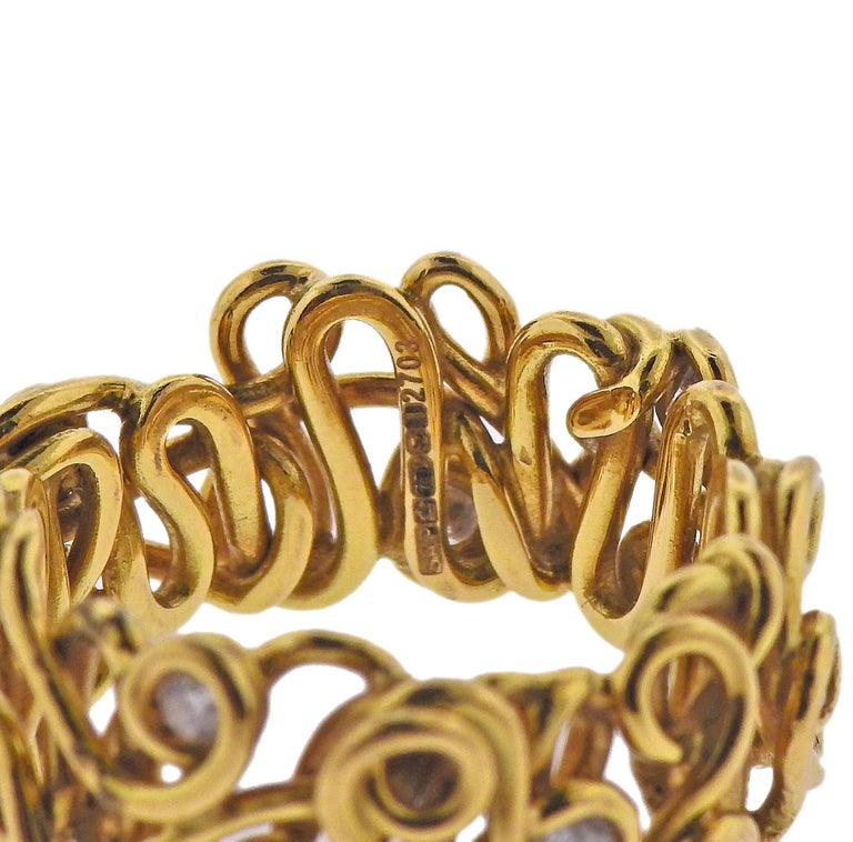 Diamond Gold Intertwined Band Ring For Sale at 1stDibs