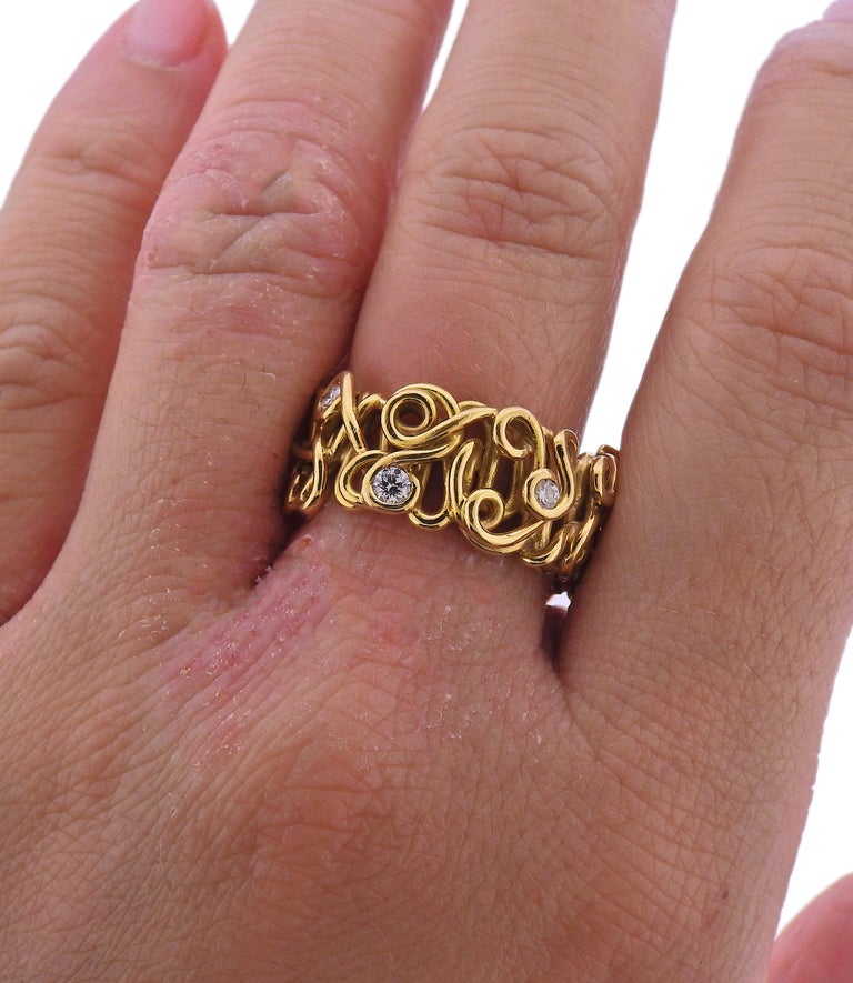 Diamond Gold Intertwined Band Ring For Sale at 1stDibs