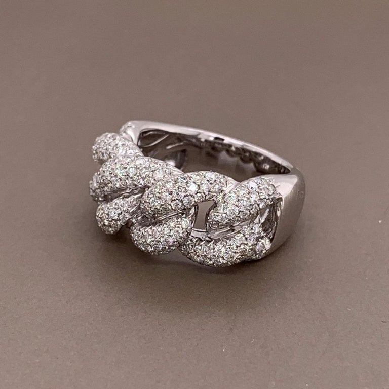 Diamond Gold Link Band Ring For Sale at 1stDibs