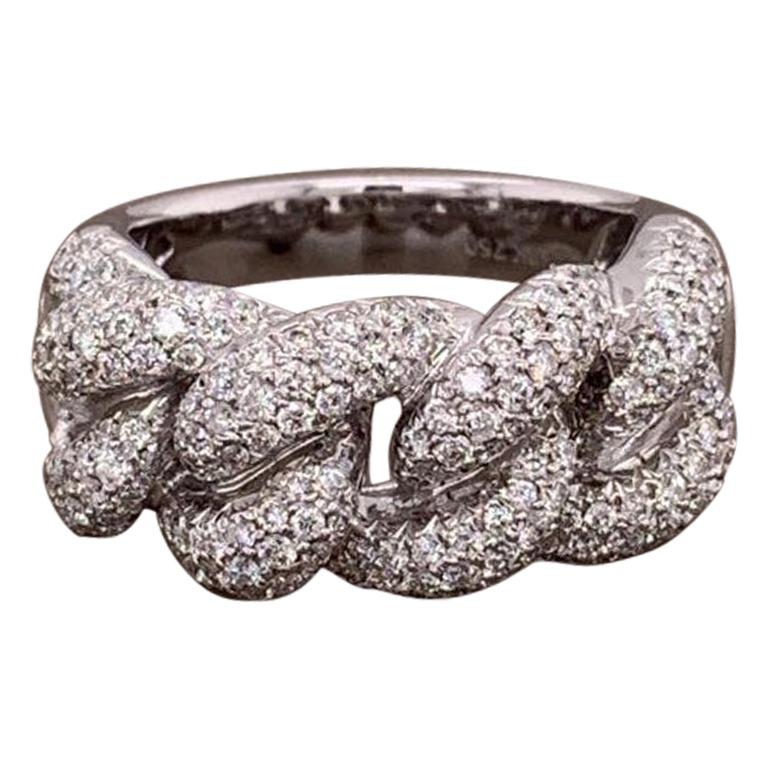 Diamond Gold Link Band Ring For Sale at 1stDibs