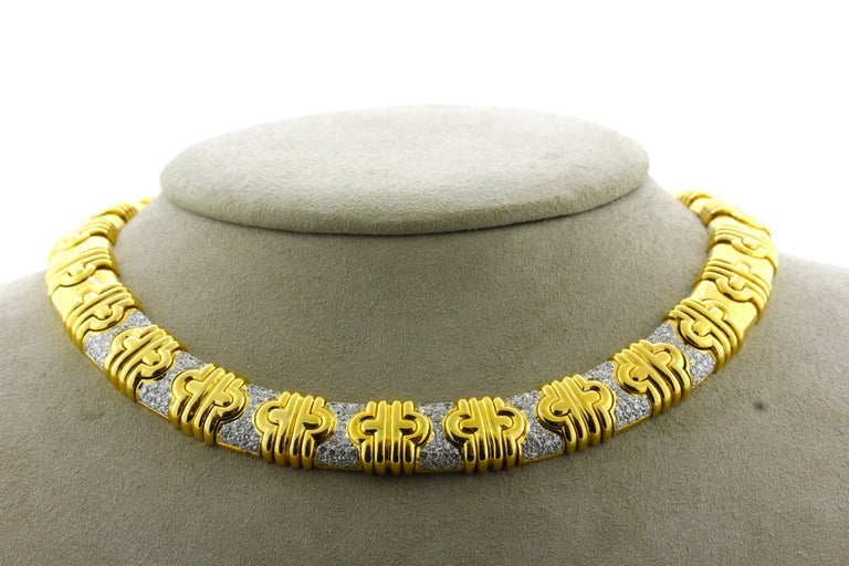 Diamond Gold Link Collar Necklace For Sale at 1stDibs