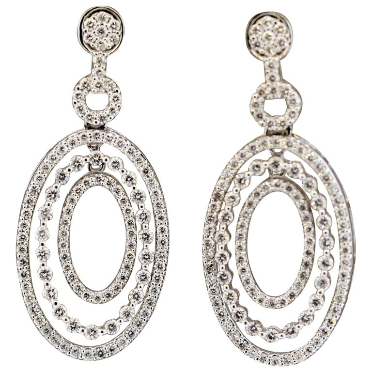 Diamond Gold Multi-Drop Earrings For Sale at 1stDibs
