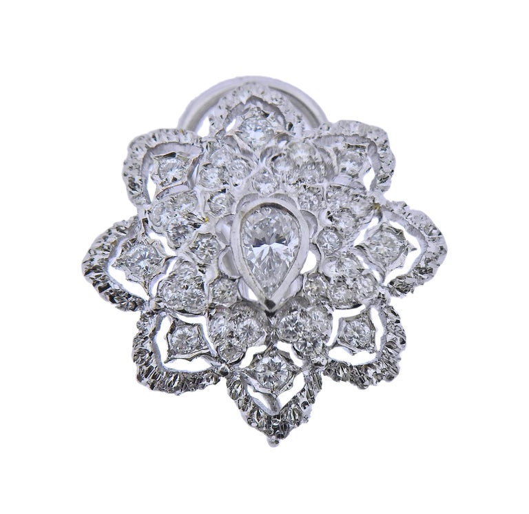 Diamond Gold Openwork Earrings For Sale at 1stDibs