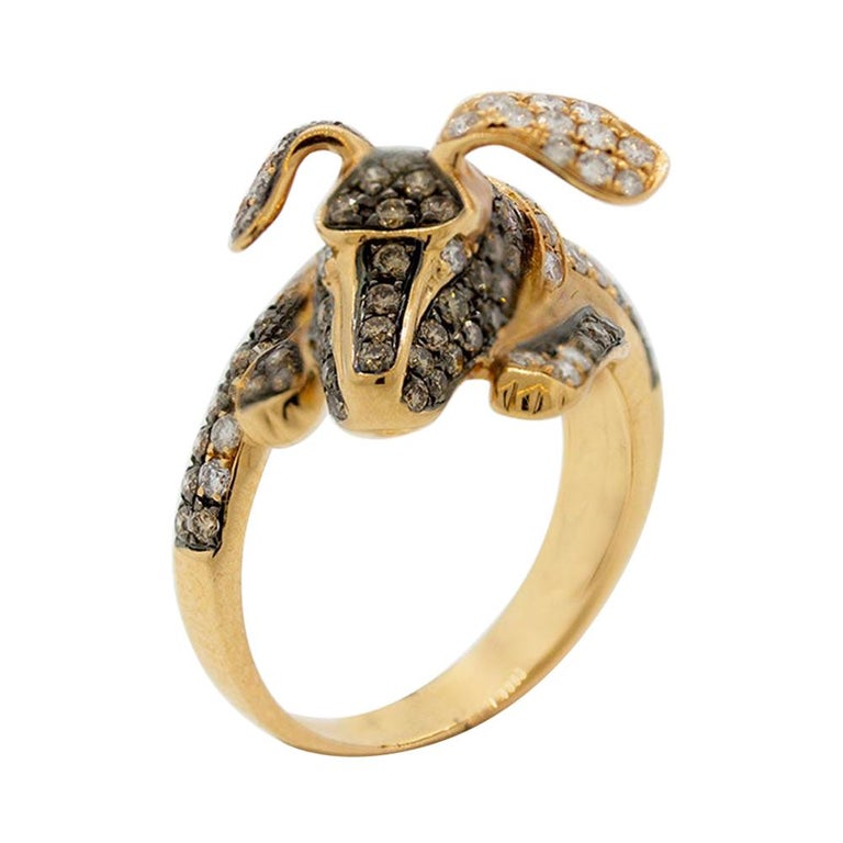 Diamond Gold “Puppy-Dog” Ring For Sale at 1stDibs