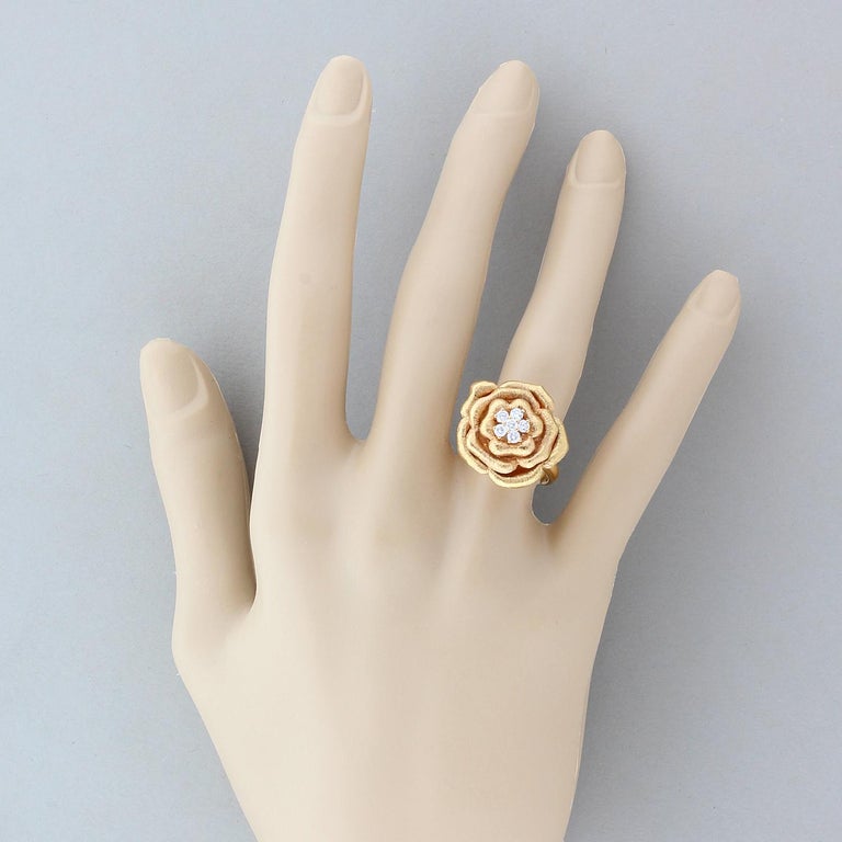 Diamond Gold Rose Flower Ring at 1stDibs | rose gold flower ring ...