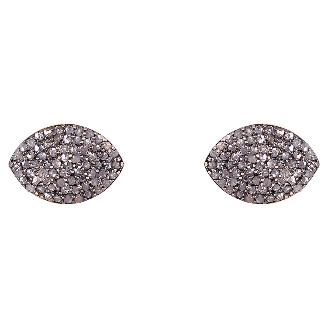 Diamond Sapphire Gold 925 sterling Silver Earring at 1stDibs