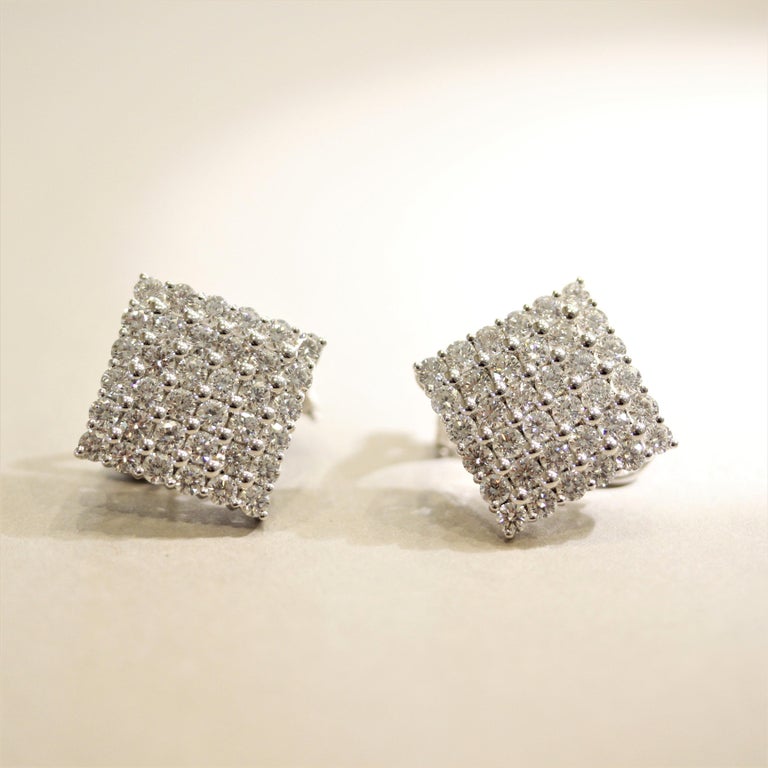 Diamond Gold Square Earrings at 1stDibs