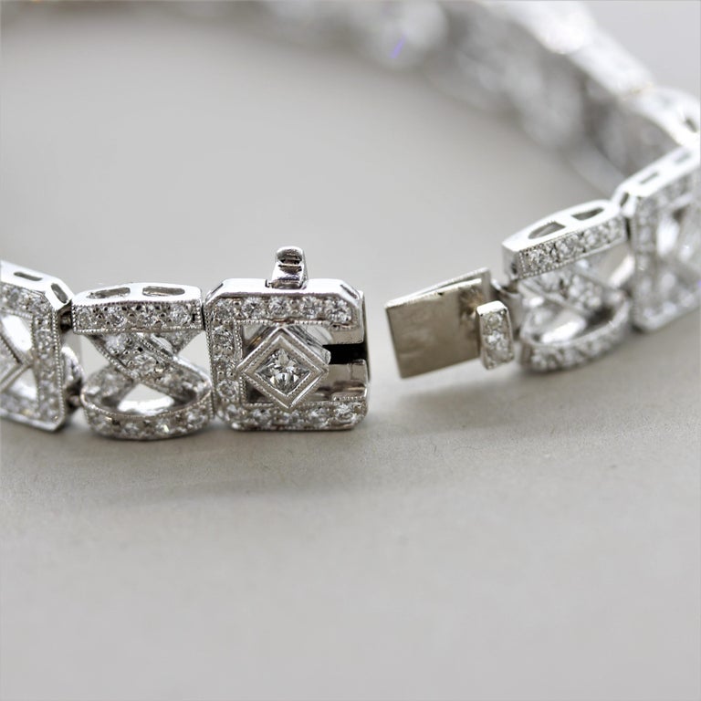 Diamond Gold Square-Link Bracelet For Sale at 1stDibs
