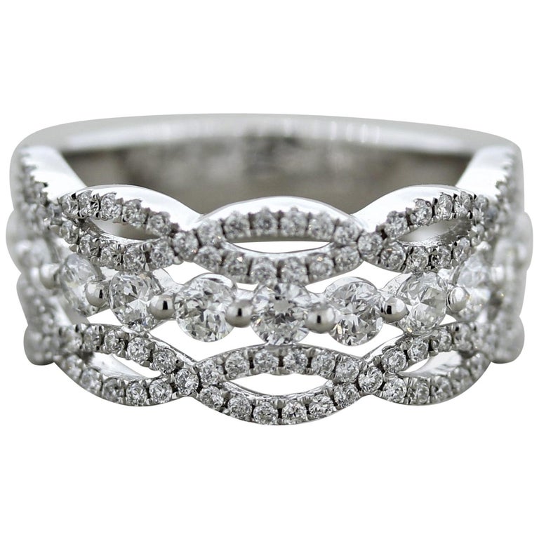 Diamond Gold Swirl Band Ring For Sale at 1stDibs