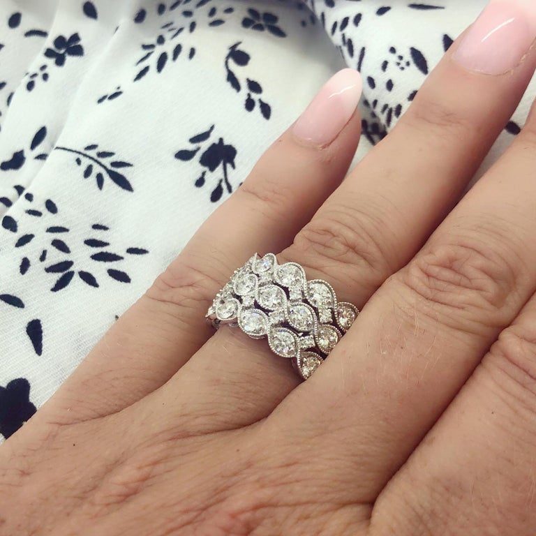 Diamond and Gold "Triple Stacked" Ring For Sale at 1stDibs