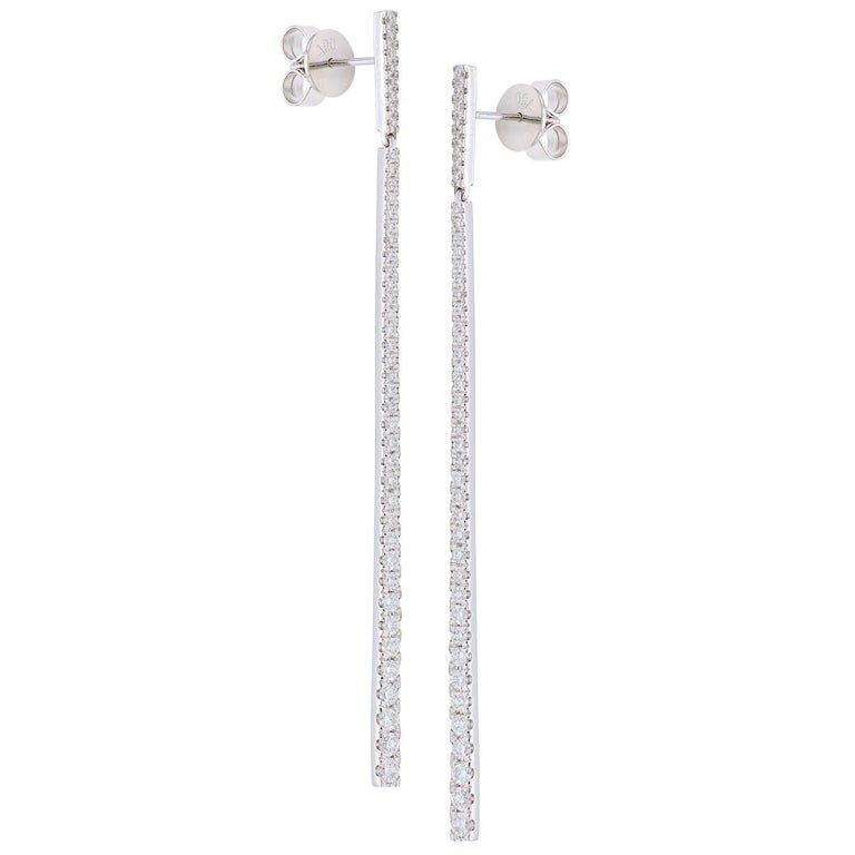 Diamond Graduated Line Earrings For Sale at 1stDibs