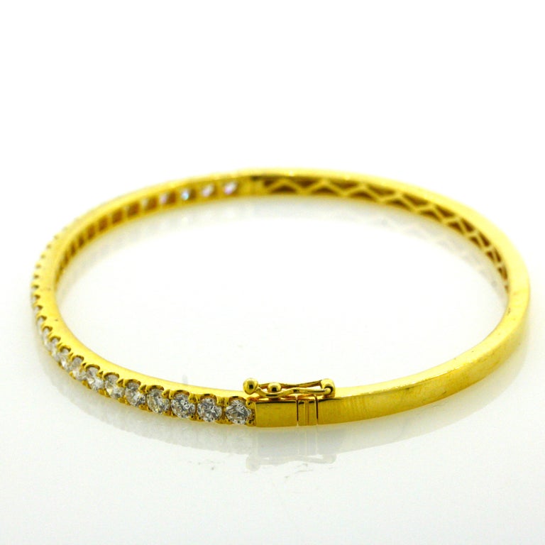 Diamond Half-Eternity Gold Bangle Bracelet For Sale at 1stDibs