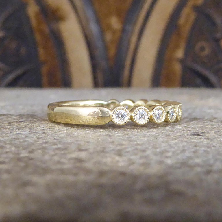 Diamond Half Eternity Ring in Circular Style Rub Over Collar Set Yellow ...