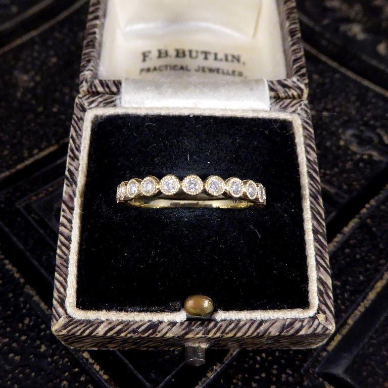 Diamond Half Eternity Ring in Circular Style Rub Over Collar Set Yellow ...
