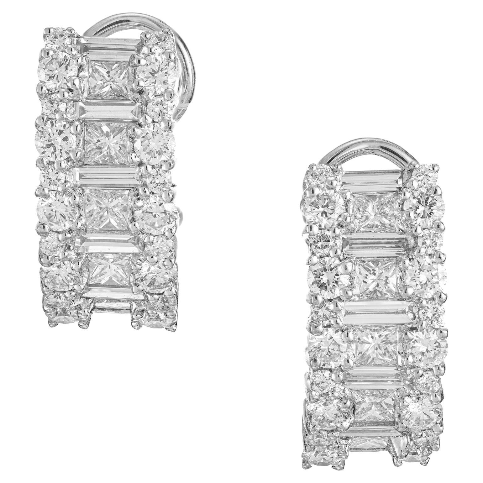 1980s Multicolored Gemstone Gold Half Hoop Clip On Earrings at 1stDibs